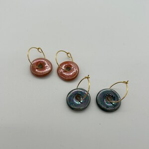 Blue and Orange Lustrous Stoneware Earrings, Handmade Earrings ...