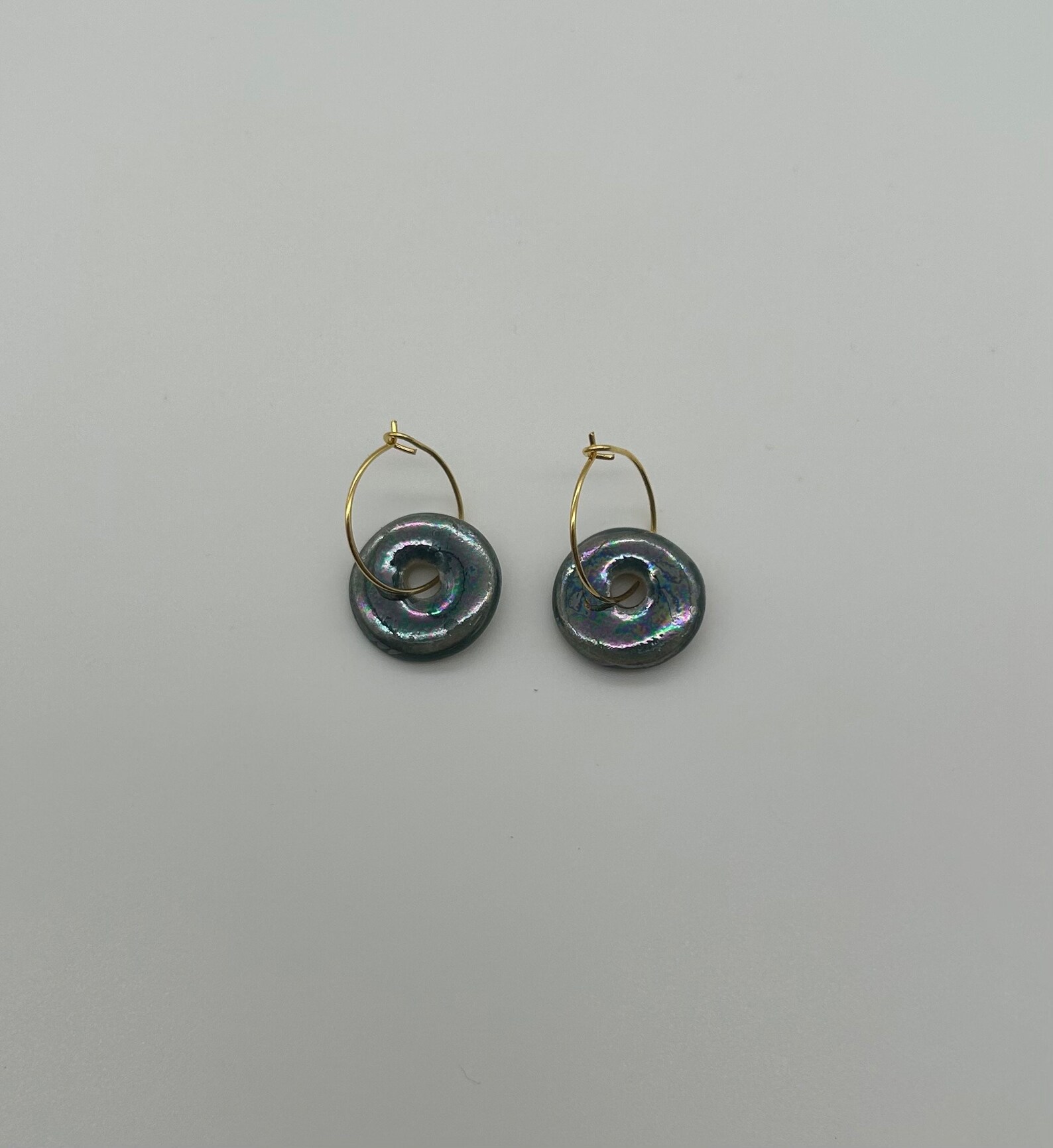 Blue and Orange Lustrous Stoneware Earrings, Handmade Earrings ...