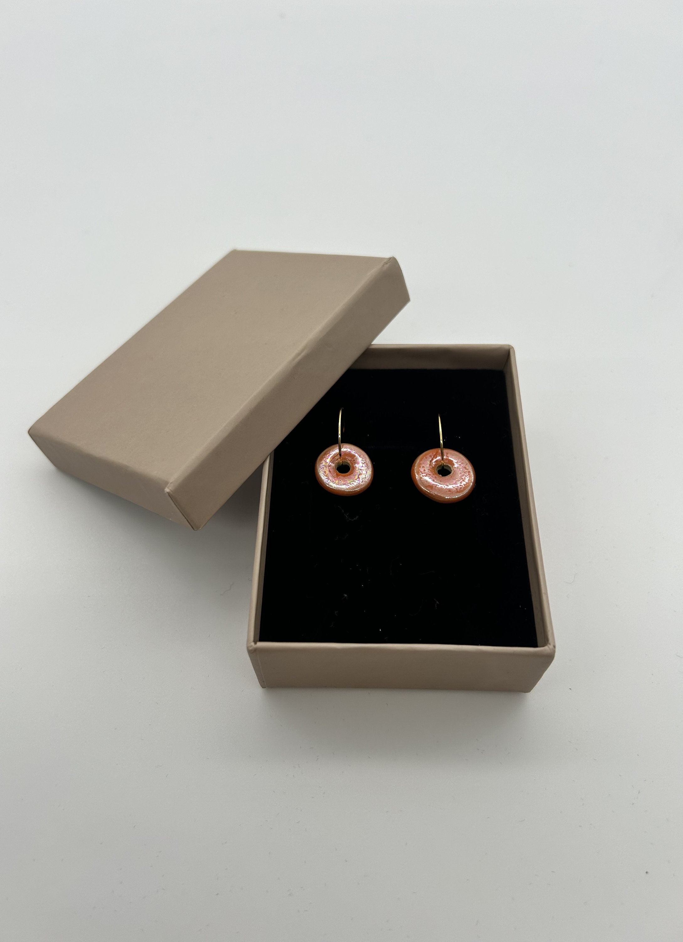 Blue and Orange Lustrous Stoneware Earrings, Handmade Earrings ...