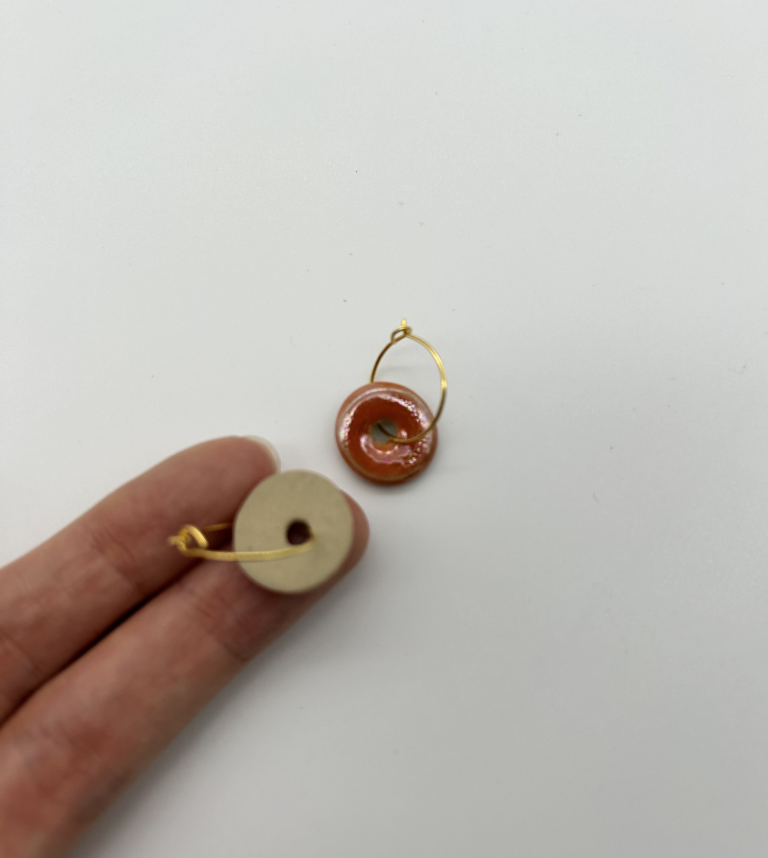 Blue and Orange Lustrous Stoneware Earrings, Handmade Earrings ...