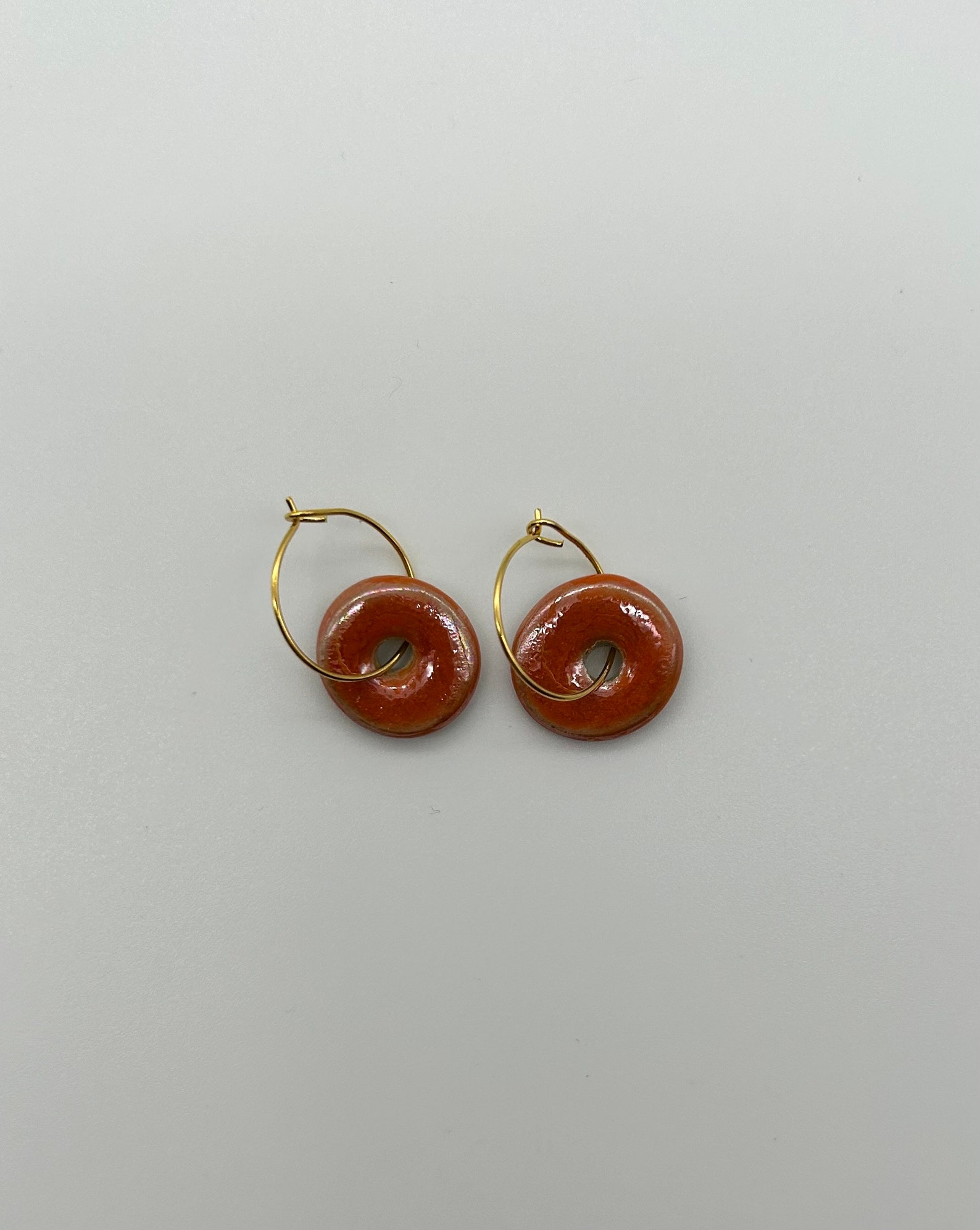 Blue and Orange Lustrous Stoneware Earrings, Handmade Earrings ...