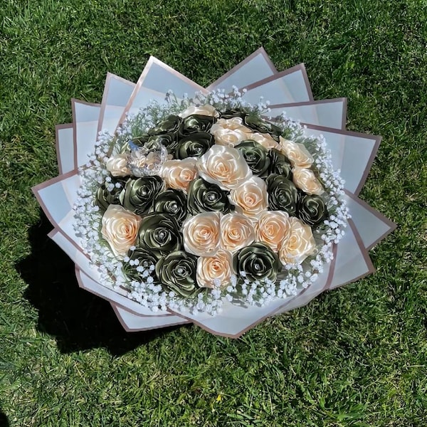 Rosas eternas de listón - Etsy México