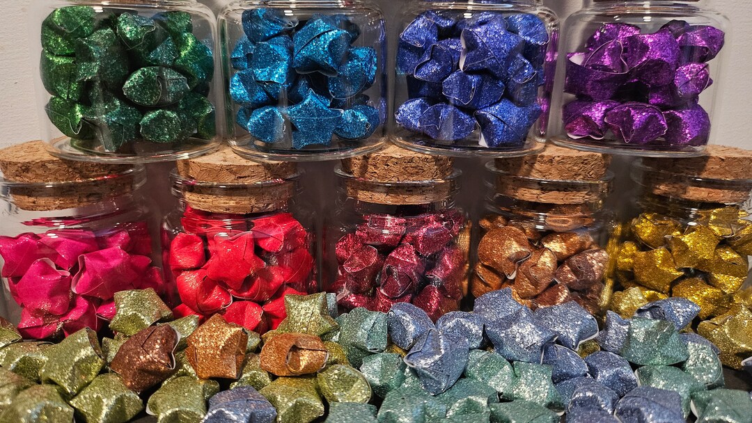 Glittered 3D Origami Star Jars - Etsy