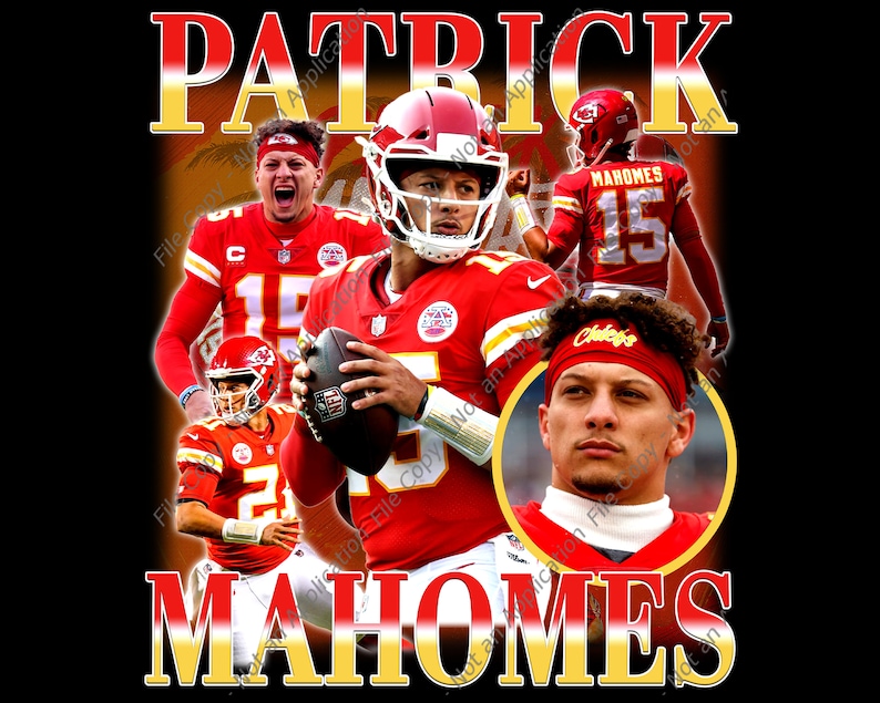 Patrick Mahomes T Shirt Design. PNG Digital 4500x5100 Px. Retro, 90s ...