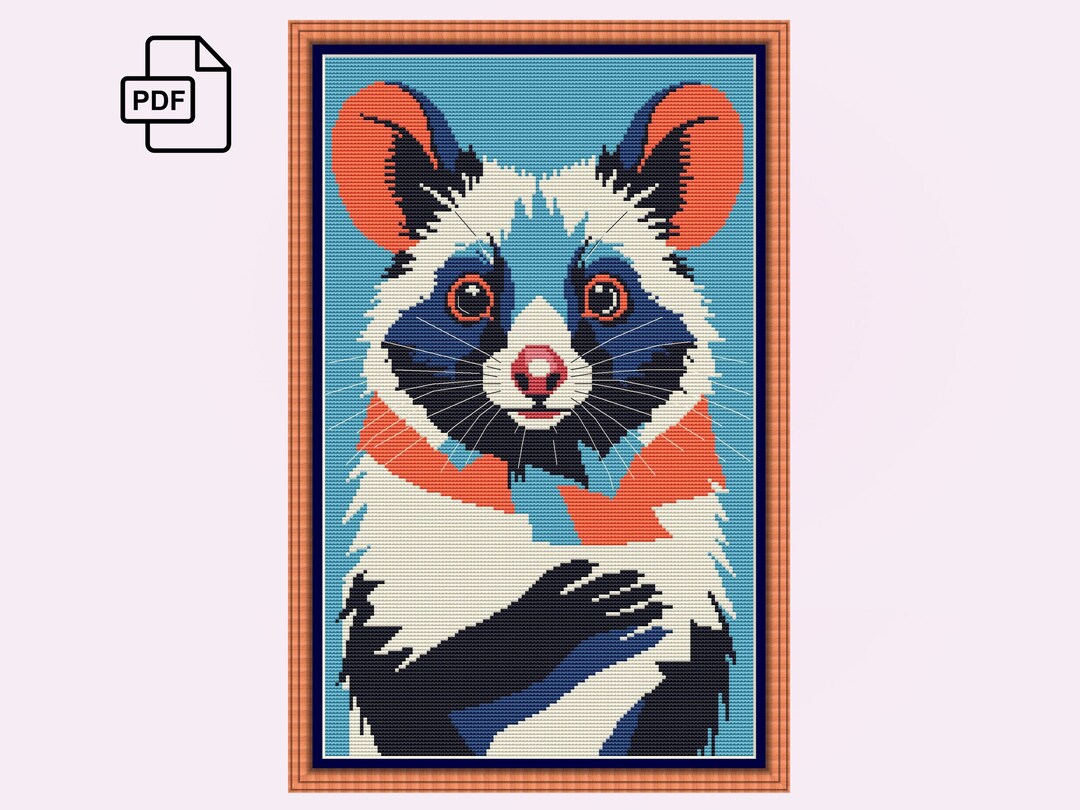 Opossum Cross Stitch Pdf Pattern Animal Pattern Cross Stitch Modern ...