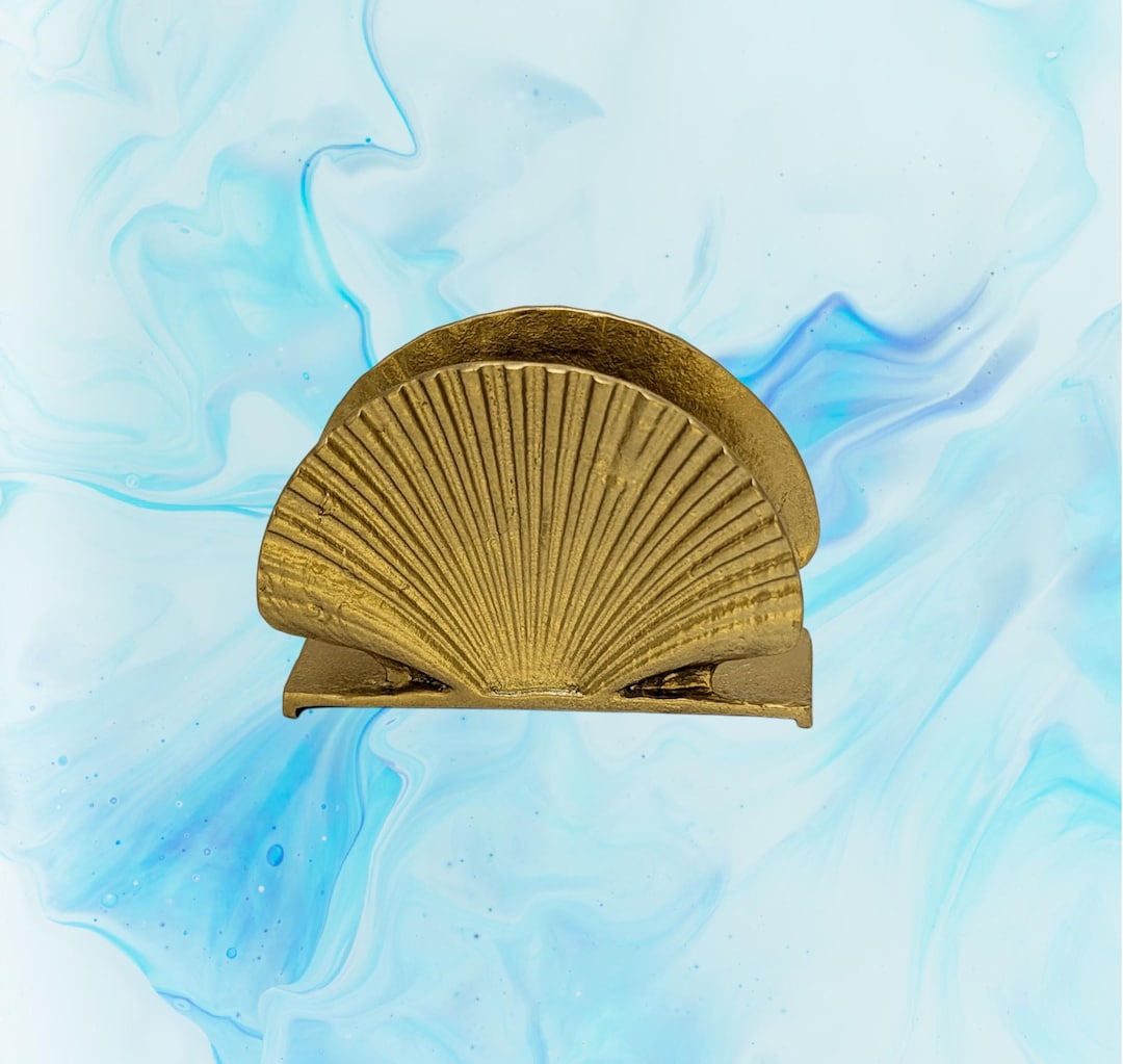 Seashells Pewter Business Card Holder Desk Decor Inspired by Nature - Etsy