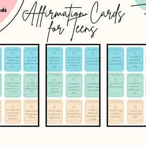 Positive Affirmation Cards for Teens, Printable Affirmation Cards for ...