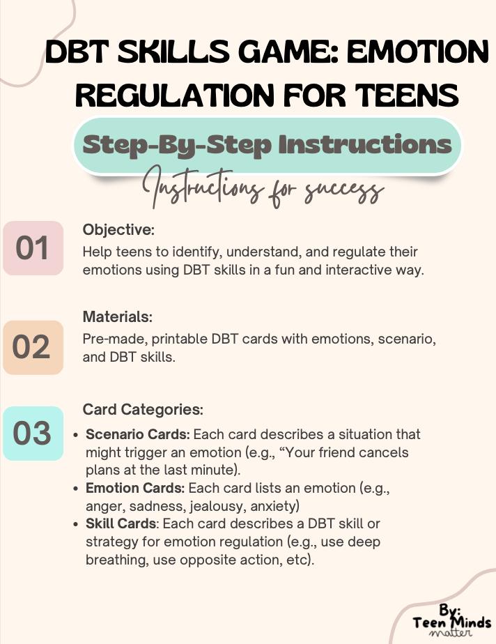 DBT Skills Game, DBT Cards for Teens, Emotional Regulation for Teens ...