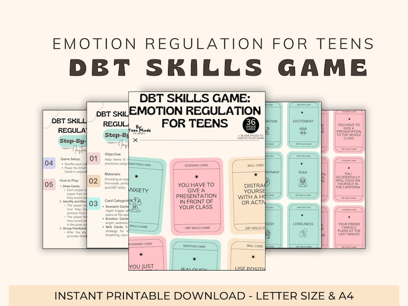 DBT Skills Game, DBT Cards for Teens, Emotional Regulation for Teens ...