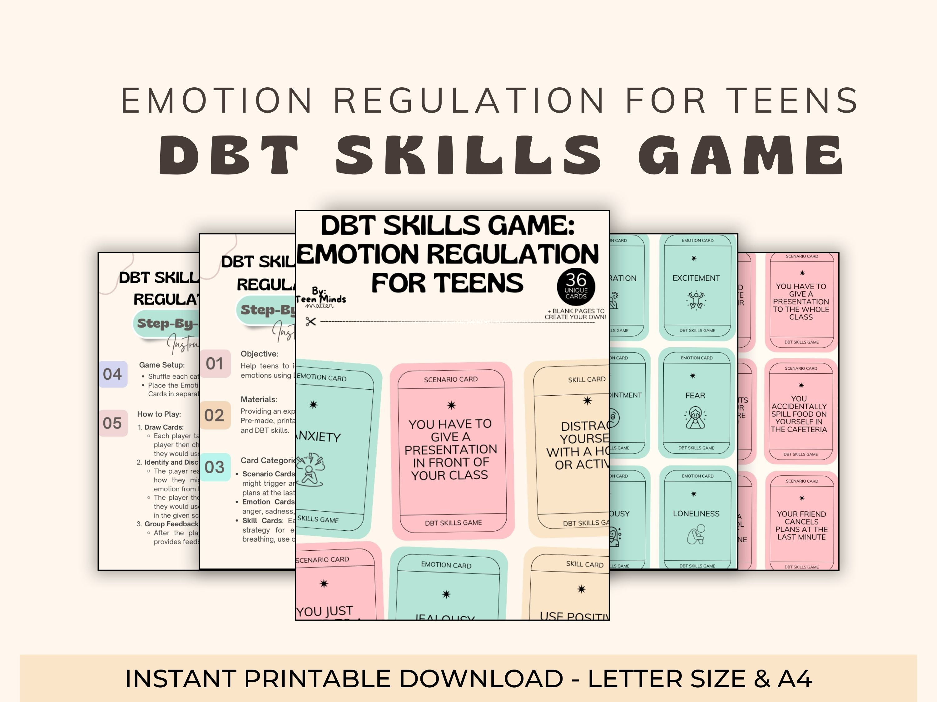 DBT Skills Game, DBT Cards for Teens, Emotional Regulation for Teens ...