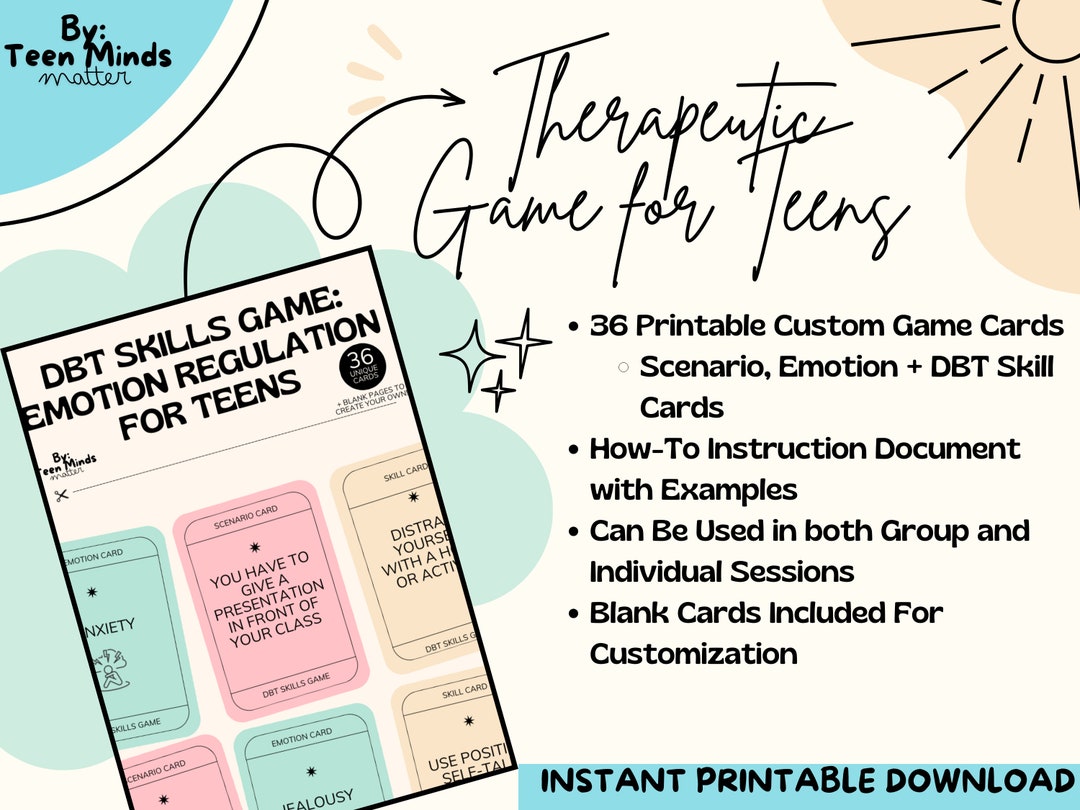 DBT Emotional Regulation Skills Therapy Games for Teens Game Teens ...