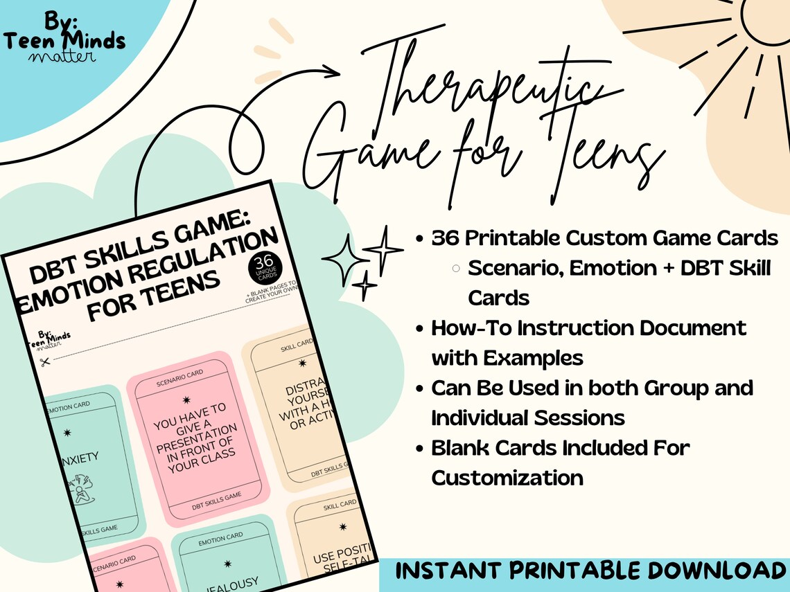 DBT Skills Game, DBT Cards for Teens, Emotional Regulation for Teens ...