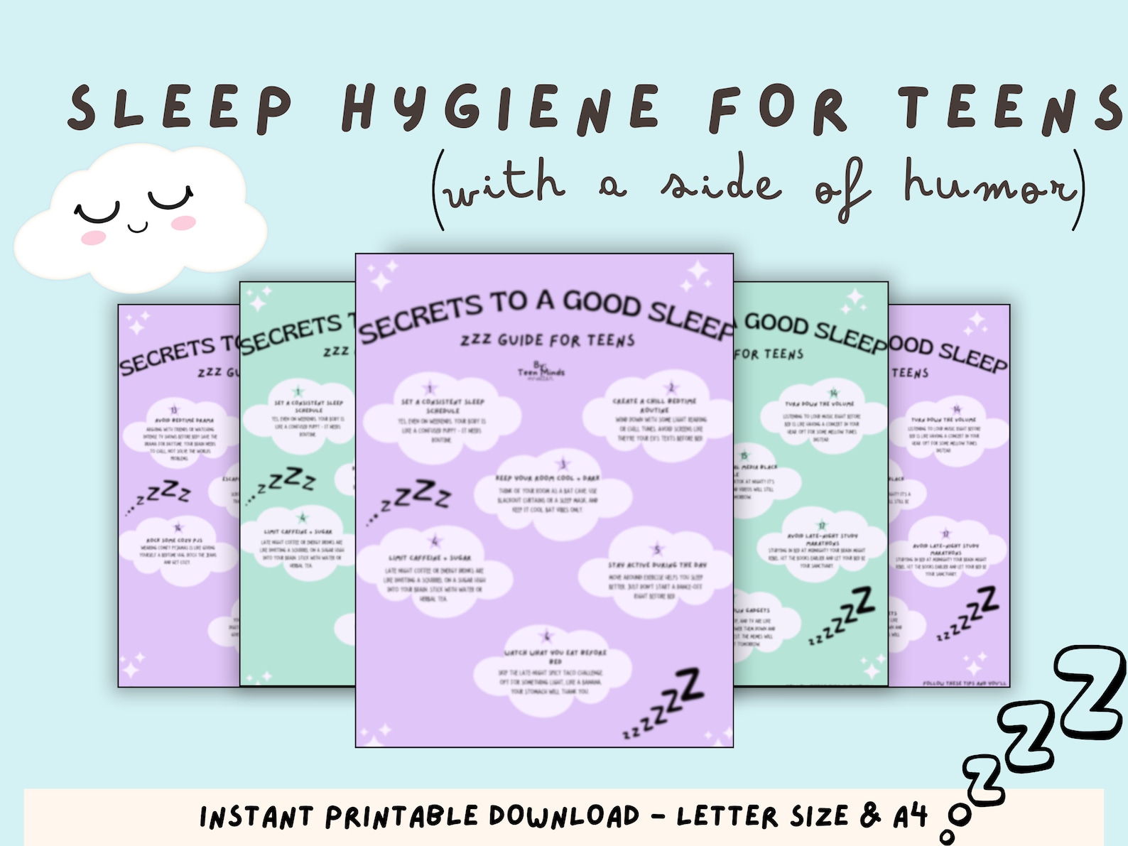 Teen Sleep Hygiene, Therapy Worksheets Sleep Tips for Teens, Adolescent ...