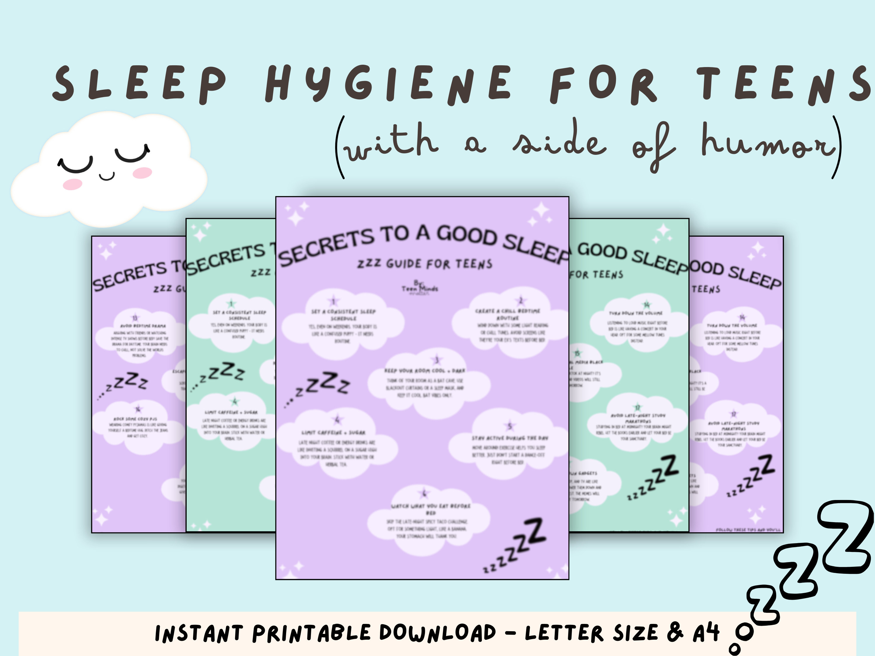 Teen Sleep Hygiene, Therapy Worksheets Sleep Tips for Teens, Adolescent ...