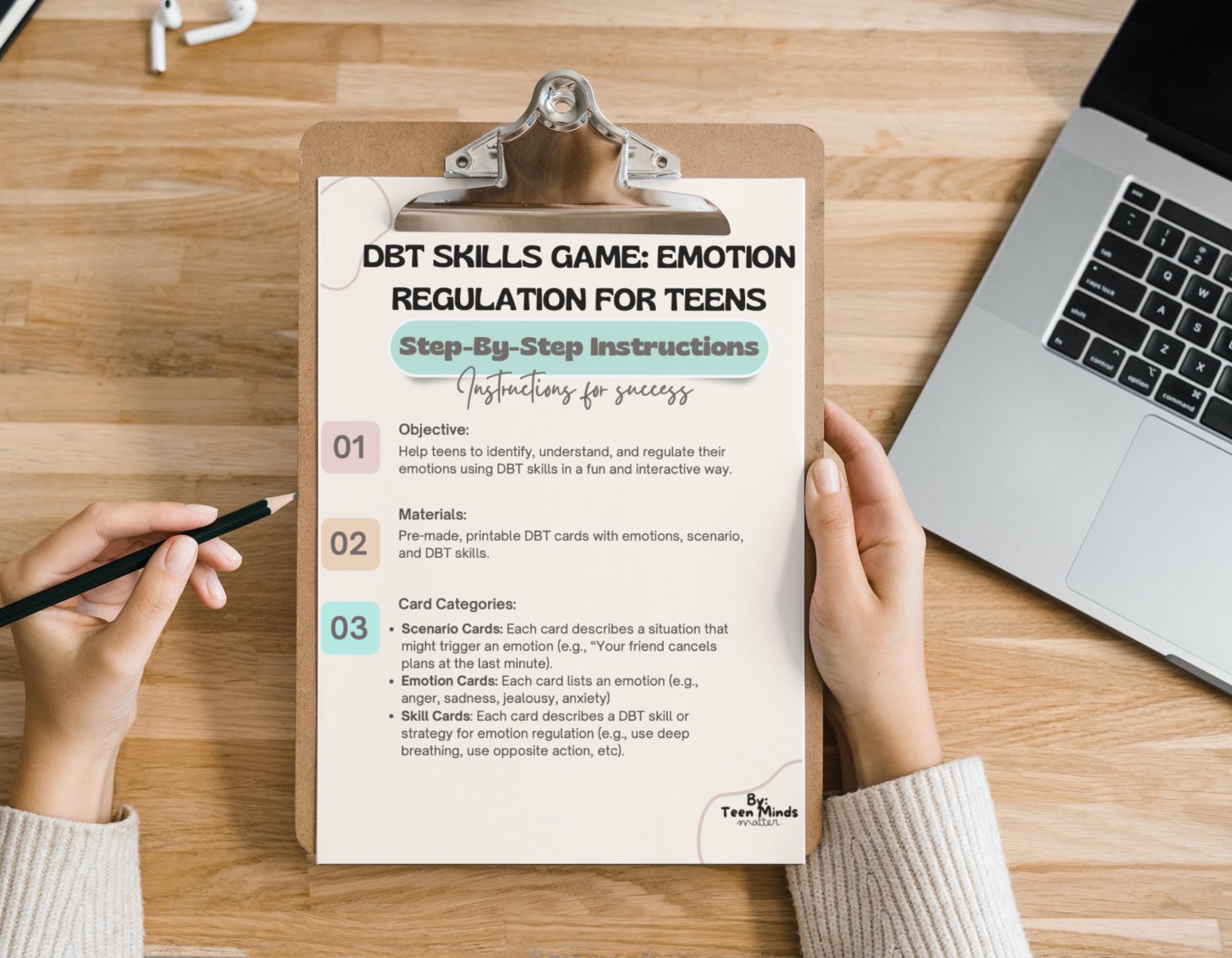 DBT Skills Game Emotional Regulation for Teens Therapy Game Teen Group ...