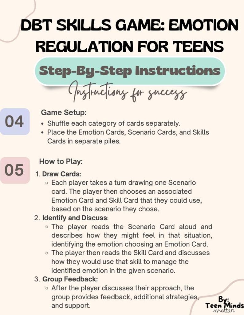 DBT Skills Game, DBT Cards for Teens, Emotional Regulation for Teens ...
