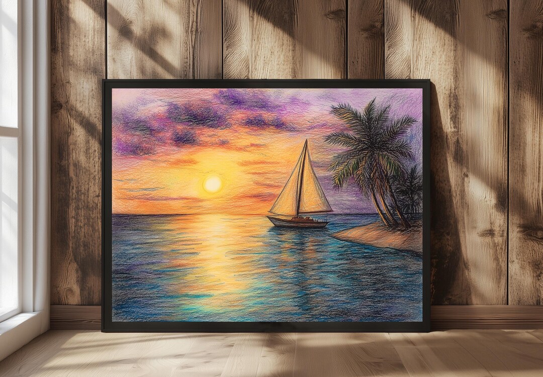 Caribbean Sailing Pencil Drawing Print - Etsy