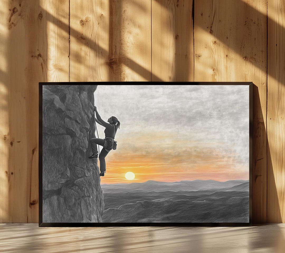Rock Climbing Drawing Print - Etsy