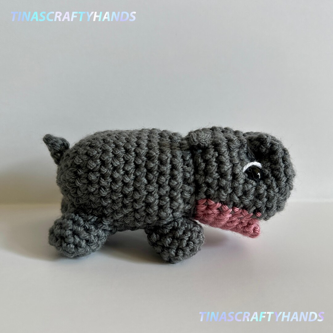 Baby Biting Pygmy Hippo Plushie Moo Deng Handmade Amigurumi, Cute ...