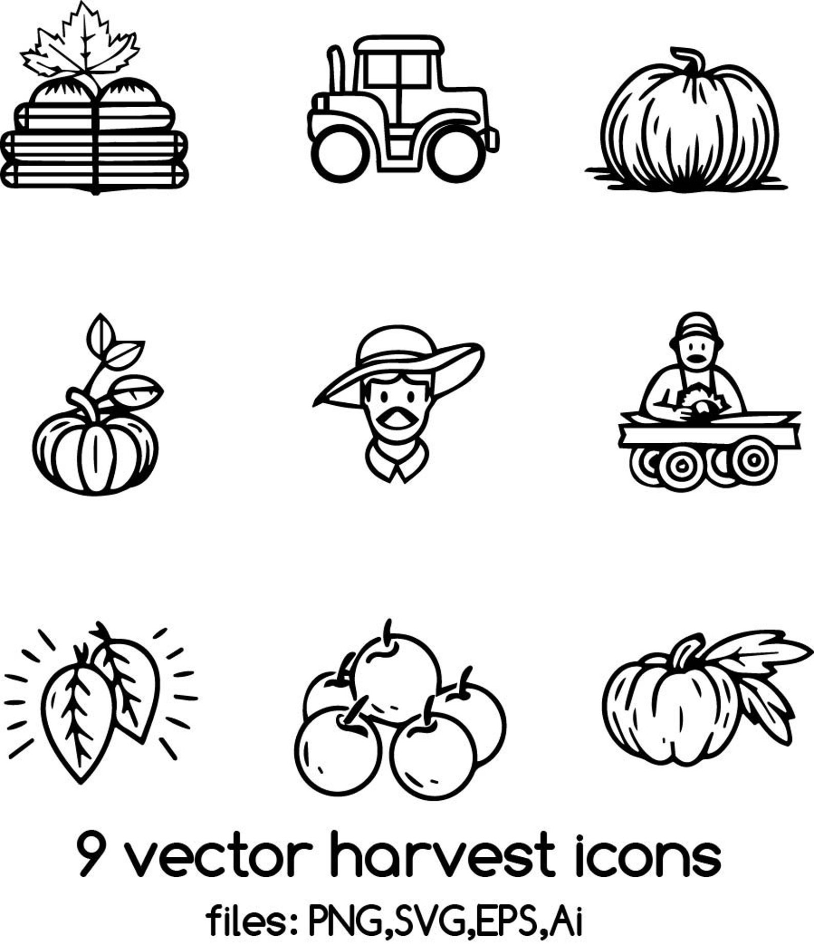 9 Vector Harvest Icons, Files: Png,svg,eps,ai - Etsy