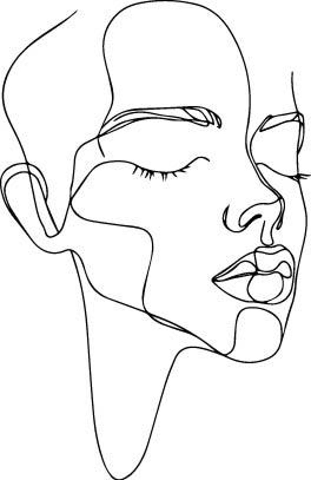 Abstract Female Portrait Line Art. Modern Minimalist Wall Art. Digital ...