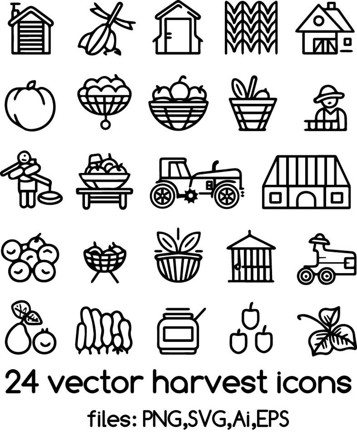 24 Vector Harvest Icons - Etsy