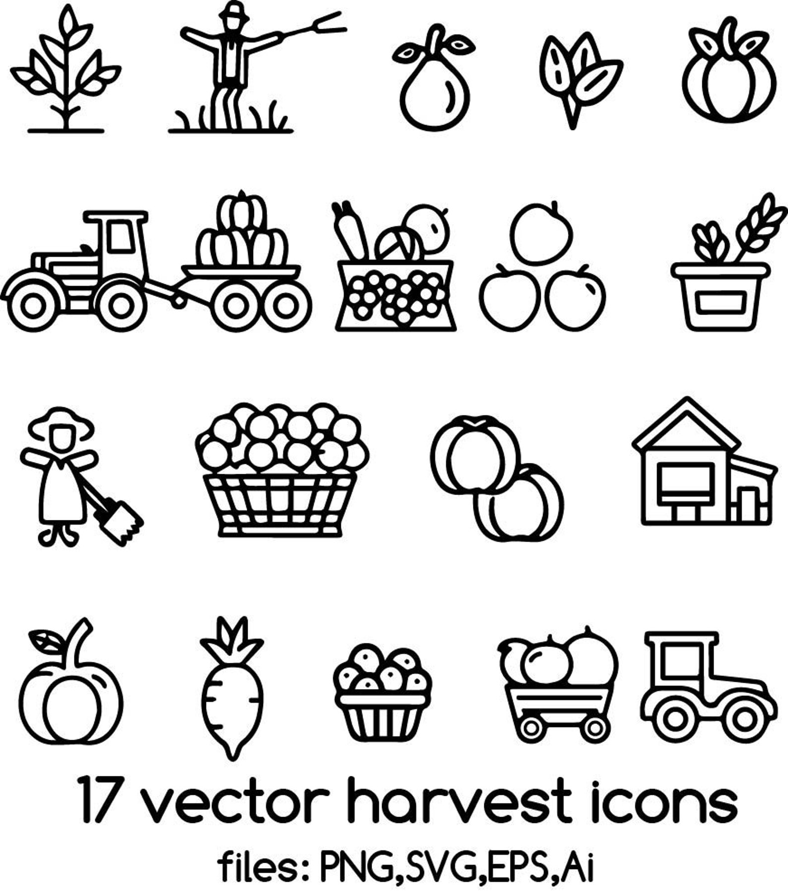 17 Vector Harvest Icons - Etsy