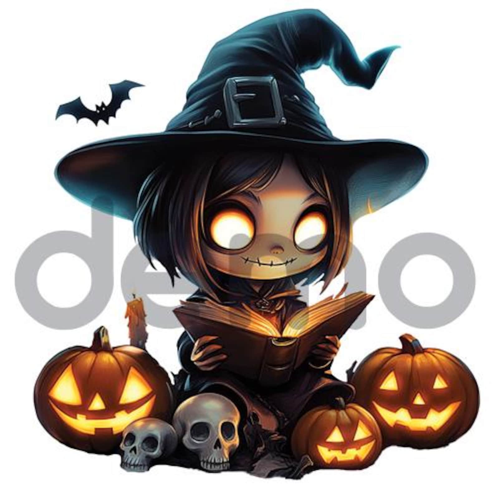 12 Halloween Witch. Spooky Decor. Cute Cartoon Art. Enchanted Witch ...