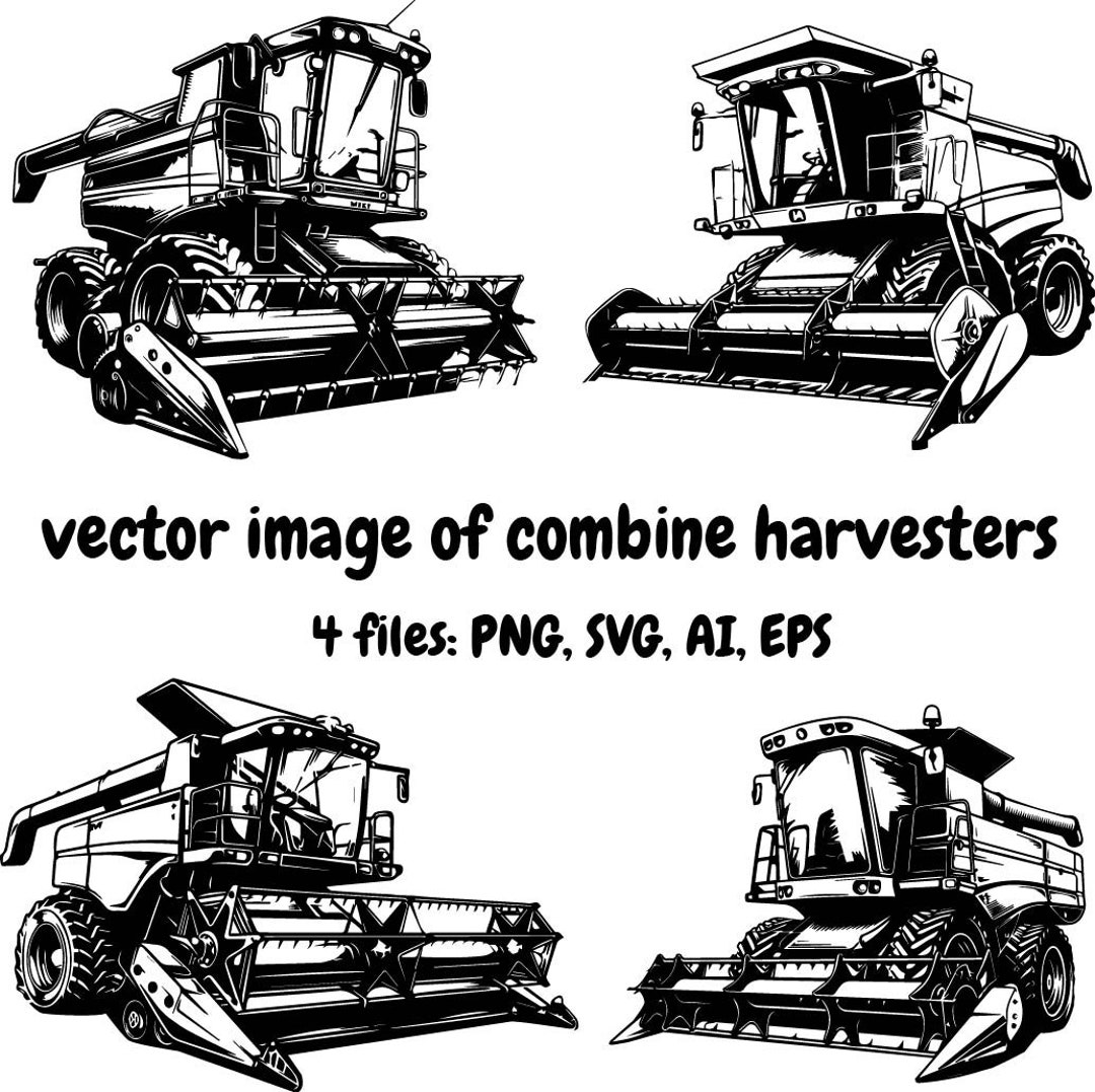 Vector Image of Combine Harvesters, 4 Files: Png, Svg, Ai, Eps - Etsy