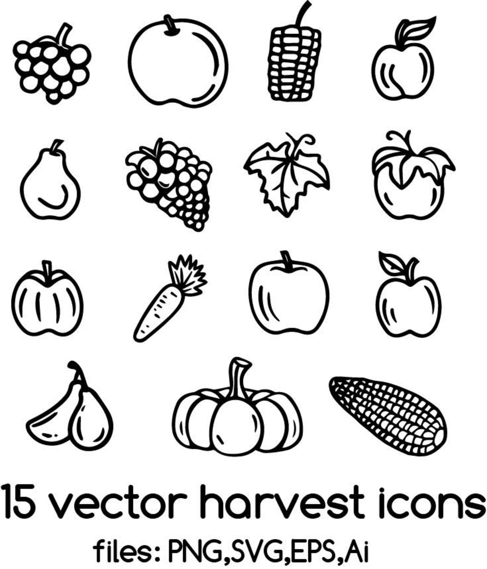 15 Vector Vegetables Icons, Files: Png,svg,eps,ai - Etsy