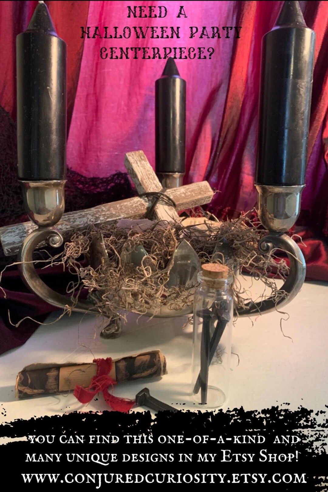 Gothic Candelabra Altar Candles: Black Spell Candles, Vampire Kit ...