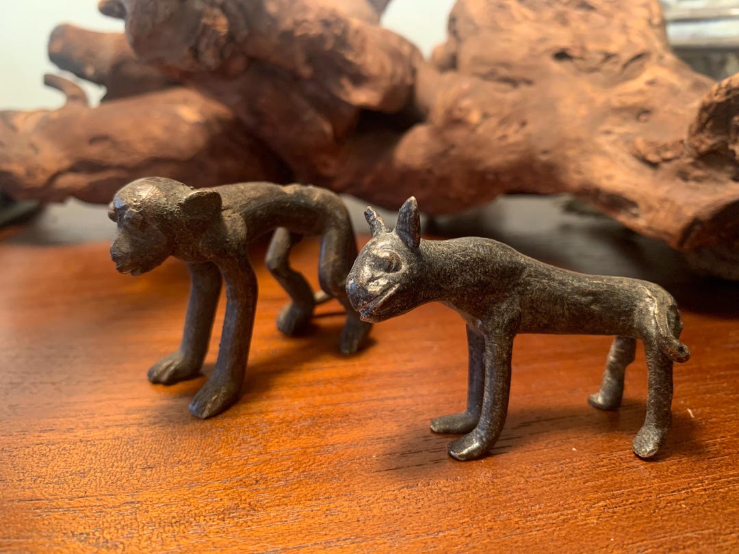 African Bronze Hyena Statue, Dog Figurine, Small Bronze Dog, Oddities ...