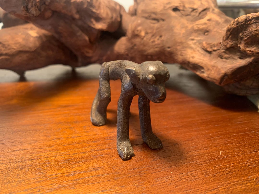 African Bronze Monkey Statue, Monkey Figurine, Small Animal Statue ...