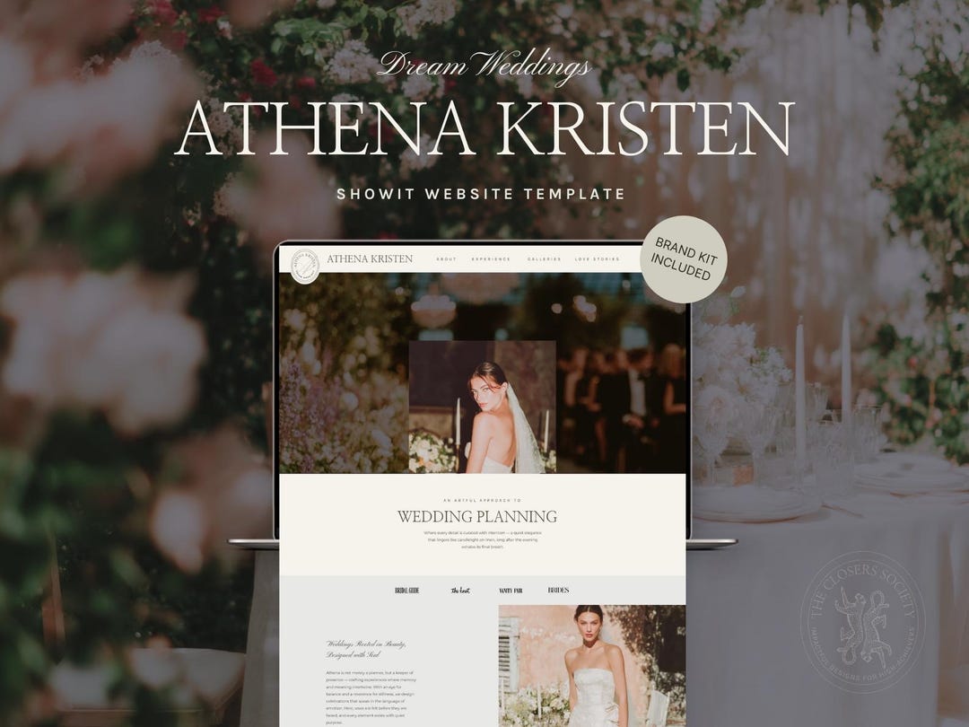 Athena Showit Website Template - Wedding Planner, Brand Kit (digital ...