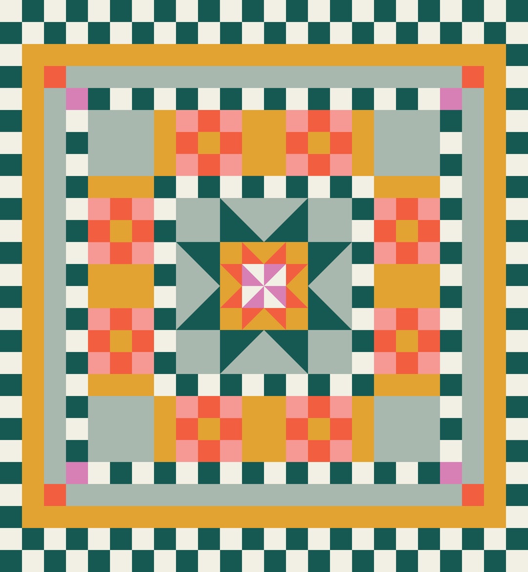 Flower Checks Quilt Pattern - Etsy