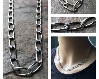 Sterling Silver Rectangular Cable Chain with Sterling Silver | Etsy