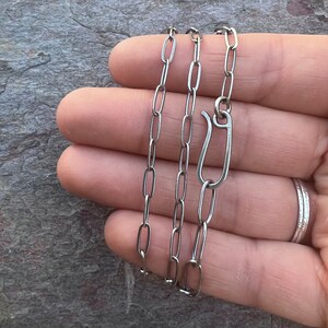 Sterling Silver Rectangular Chain - Adjustable Chain With Handmade Hook ...