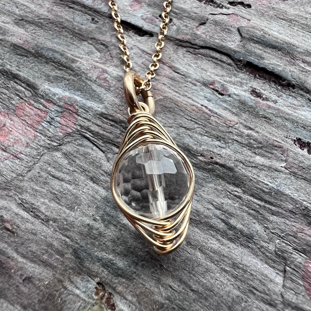 14k Gold Filled Crystal Quartz Necklace | Natural Quartz Gold or Silver ...