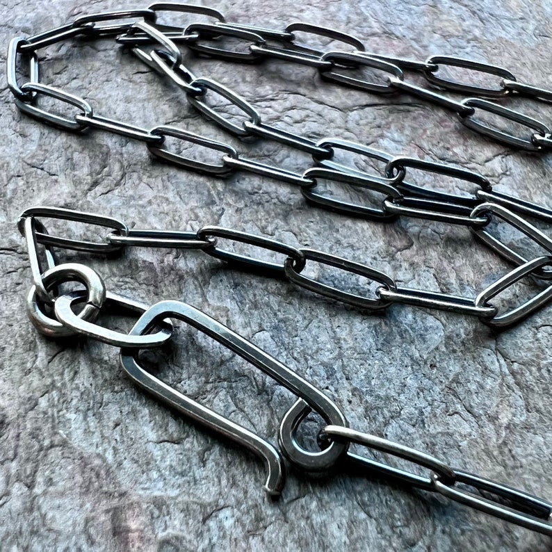 Sterling Silver Rectangular Cable Chain Handmade Hook & Eye | Etsy