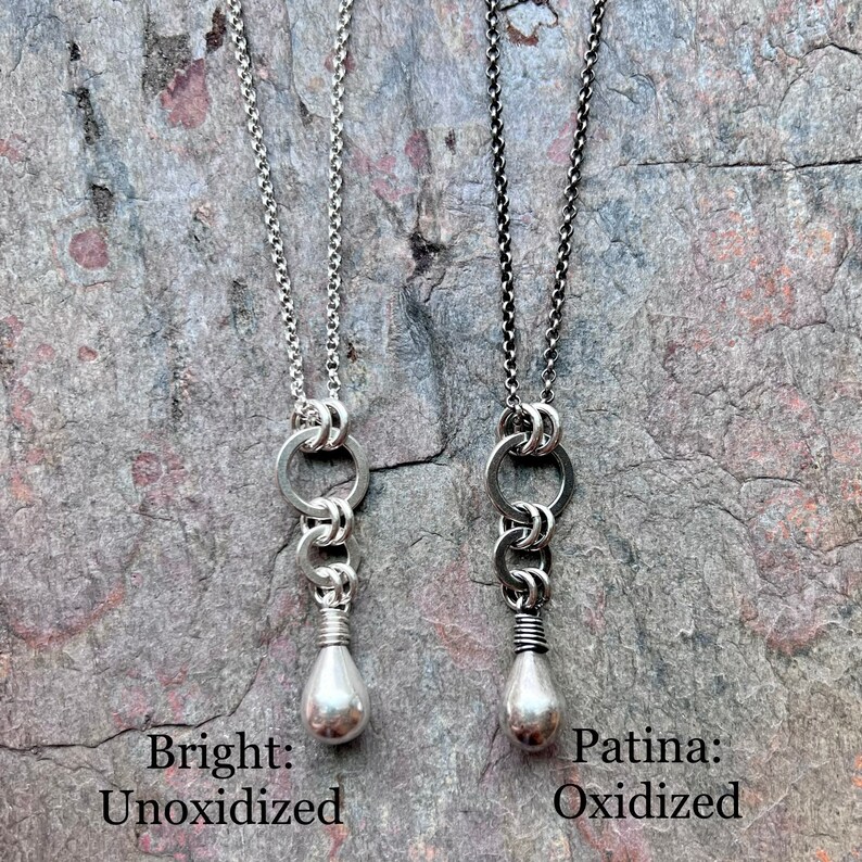 Long Sterling Silver Teardrop Necklace Handmade Sterling - Etsy