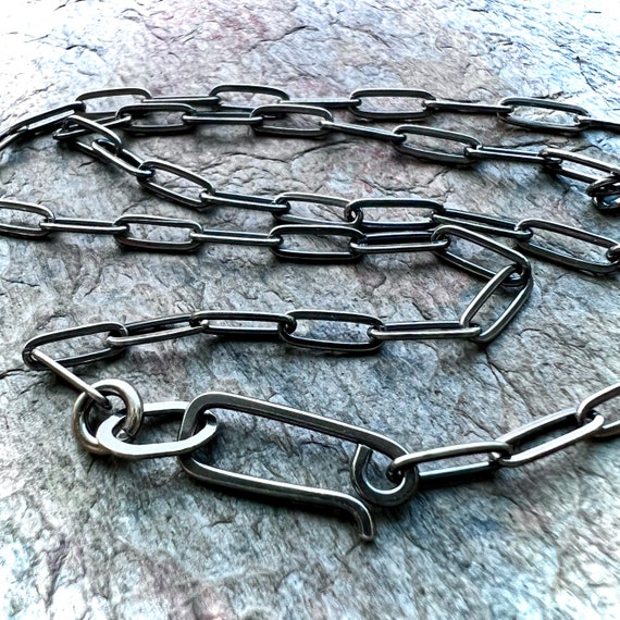 Sterling Silver Rectangular Cable Chain Handmade Hook & Eye | Etsy