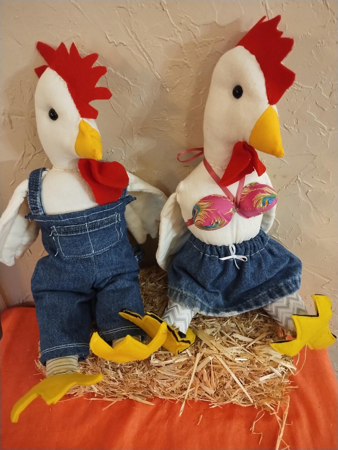Custom Handmade Chicks and Roosters Plushy Dolls Made With Recycled ...