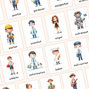 30 Printable Flashcards Professions Preschool Flashcards Montessori - Etsy