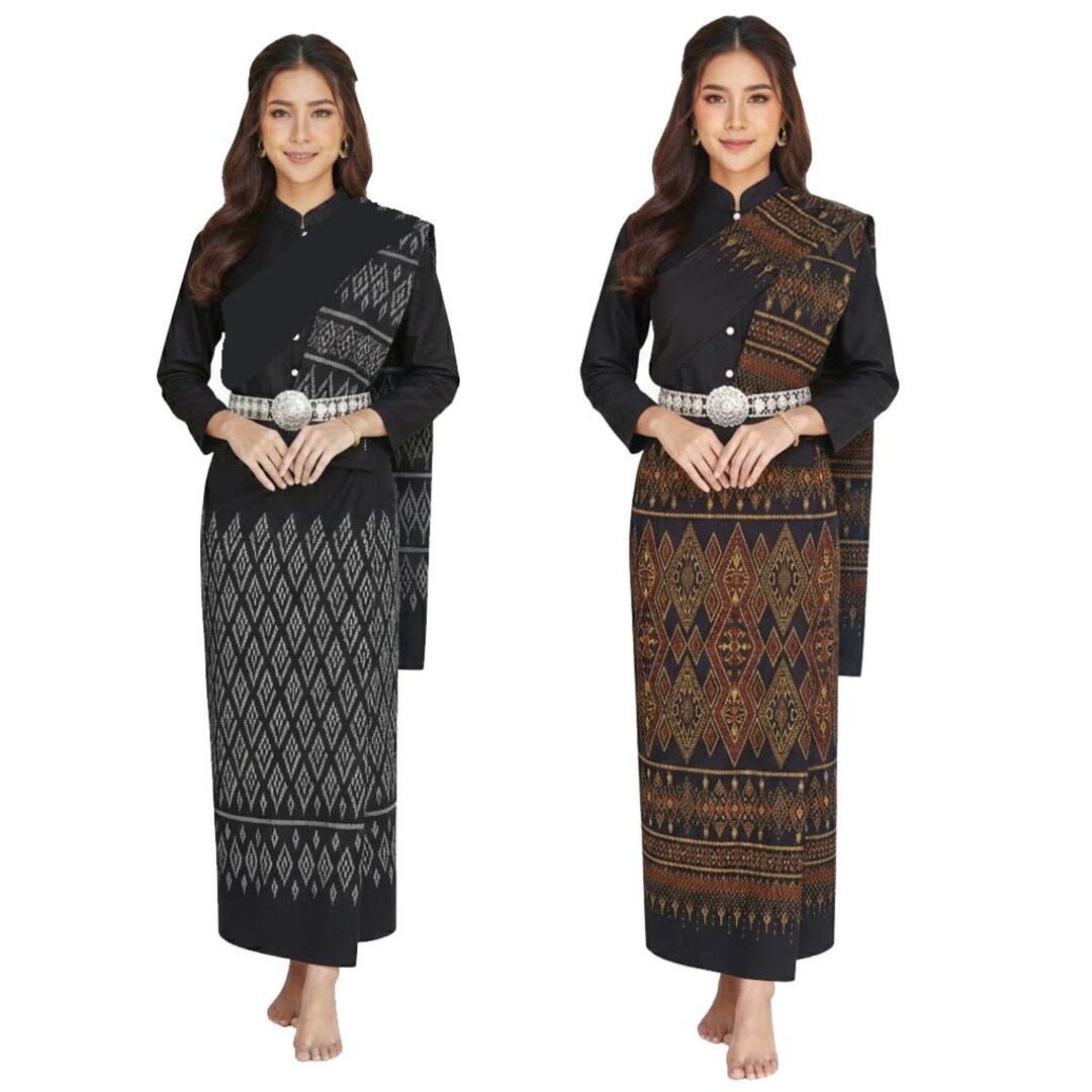 Set Thai Salong+sabai - Cotton Salong - Free Size -asian Salong - Lanna ...