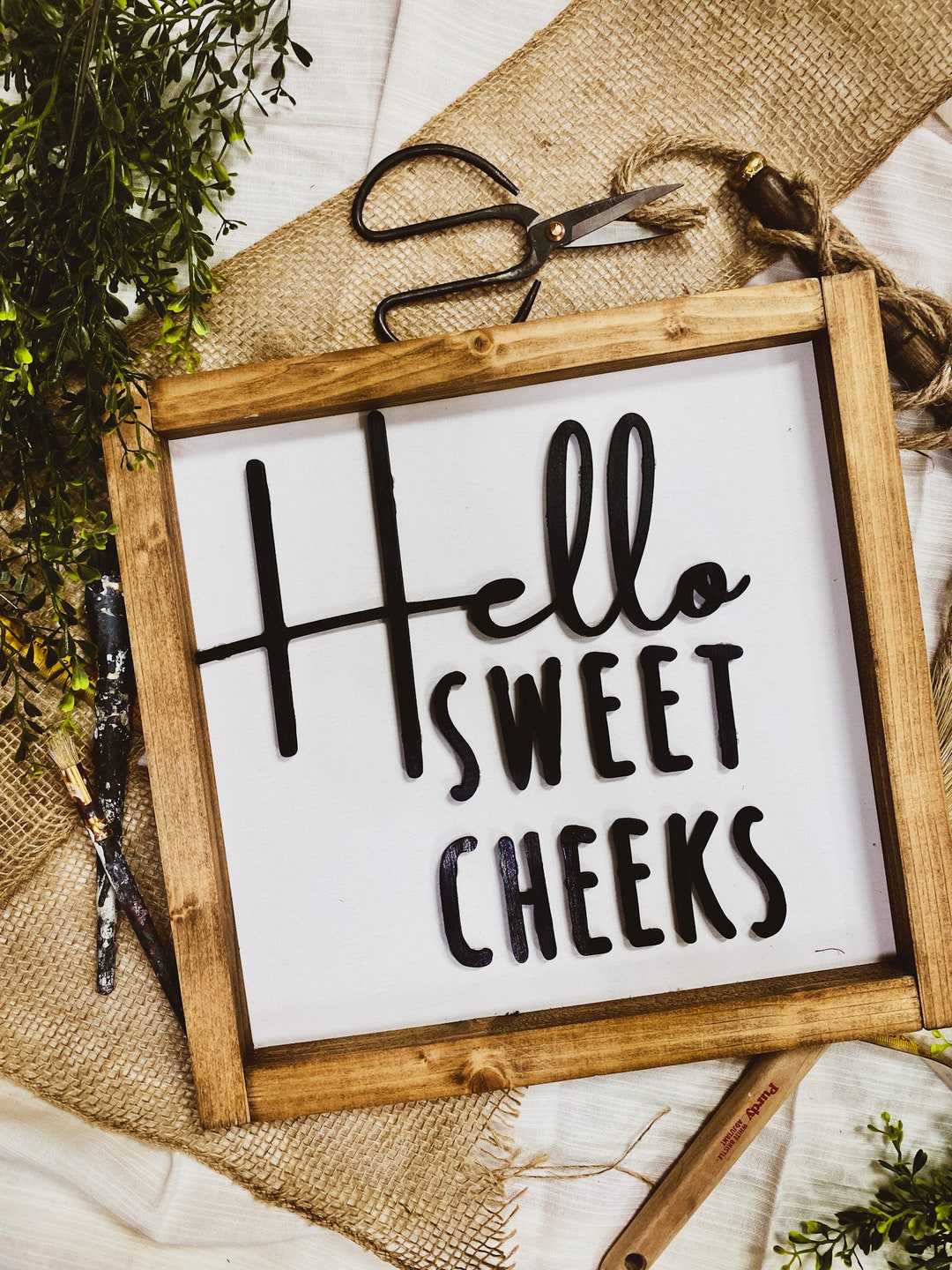 Hello Sweet Cheeks-framed Wooden Sign Bathroom Decor Bathroom Signs ...
