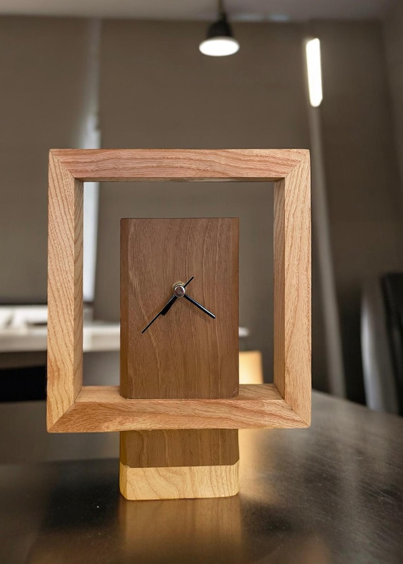 Handmade Walnut and Beech Wood Wooden Table Clock - Etsy