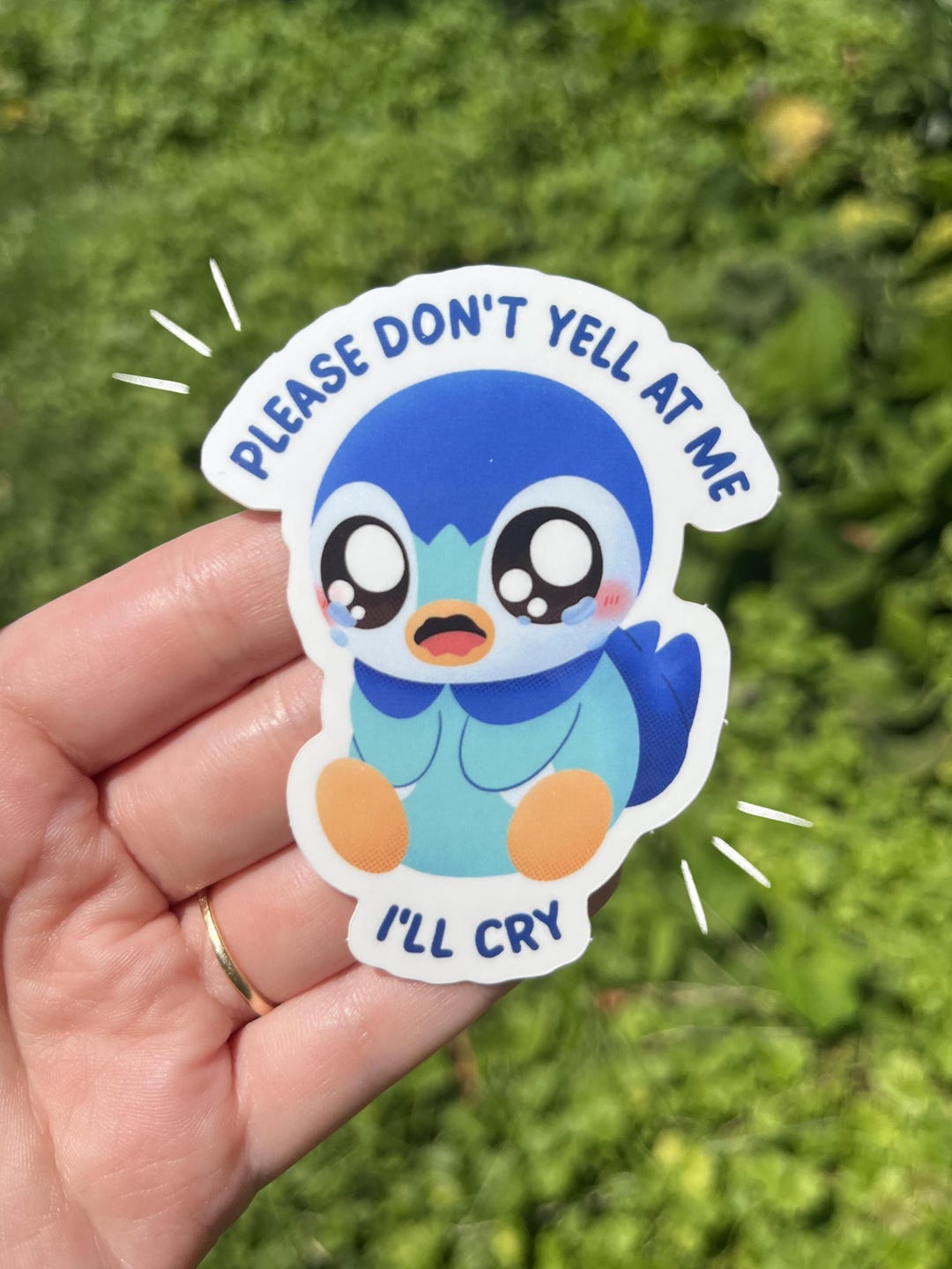Piplup Please Don’t Yell at Me I’ll Cry Sticker | Vinyl Waterproof ...