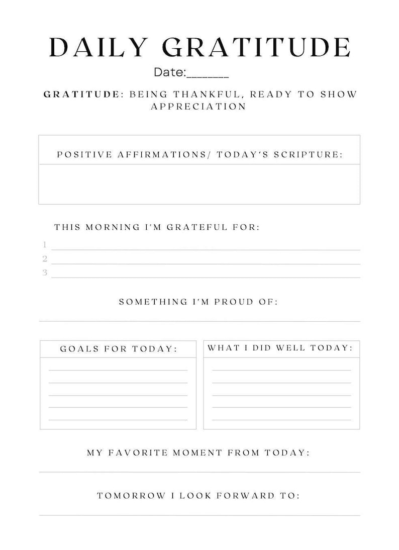 Daily Gratitude Morning & Evening Check-in Reflection With Bonus ...