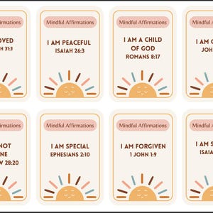 Affirmation Cards, Printable, Set of 24, Positive Quotes, Scripture ...
