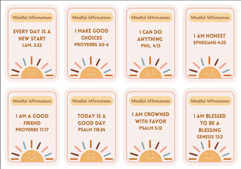 Affirmation Cards, Printable, Set of 24, Positive Quotes, Scripture ...
